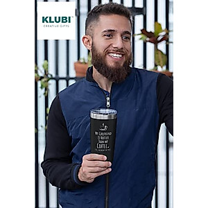KLUBI Boyfriend Gifts from Girlfriend- Travel Coffee Tumbler/Mug 20oz Insulated Stainless Steel - Funny Gift Idea for Year Anniversary, Valentines Day, Cute Presents, 1, Birthday
