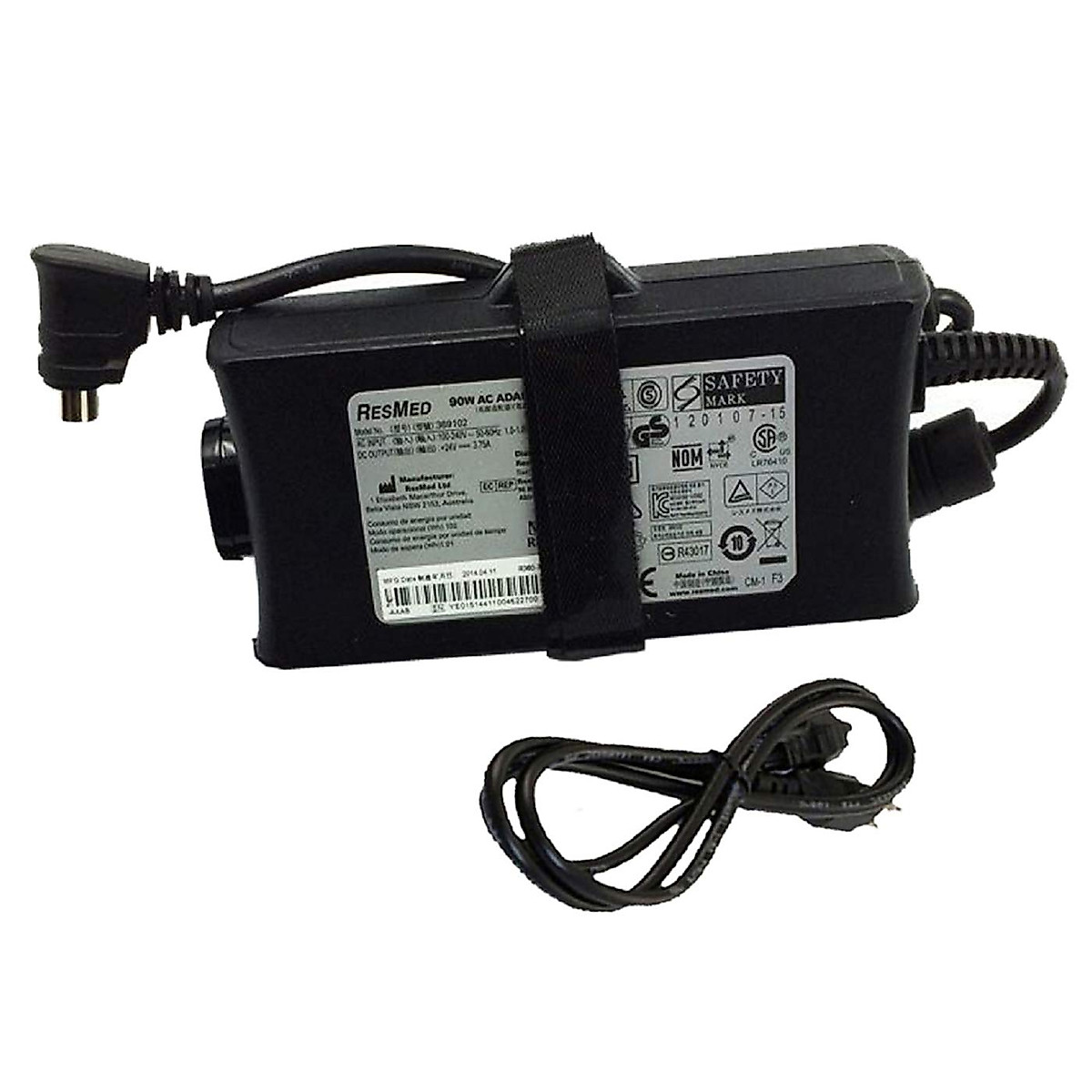 OEM Res Med 3-Pin 24V 3.75A 90W AC/DC Adapter Compatible with ResMed S10 S9 IPX1 IPXI CPAP Machine S9 H5i REF 36003 36003A R360-760 DA-90A24 DA90A24 36970 Elite S 9 Escape Genuine Power Supply Charger