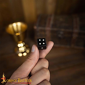Lord of Battles Viking Medieval Horn Dice D&D Set of 6 with Inlaid Pips | Hand Made from Natural Ox Horn & Bone | Extremely Robust | Roleplaying Game Dice (Genuine Horn)