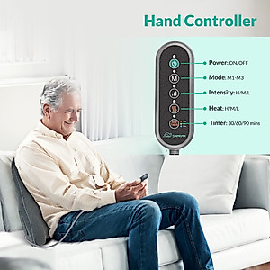 Snailax Heated Lumbar Support Pillow for Office Chair, Back Support Pillow for Car, Adjustable Heat and Vibration, Ergonomic Back Cushion, Improve Posture & Pain, Lower Back Massager,Gifts