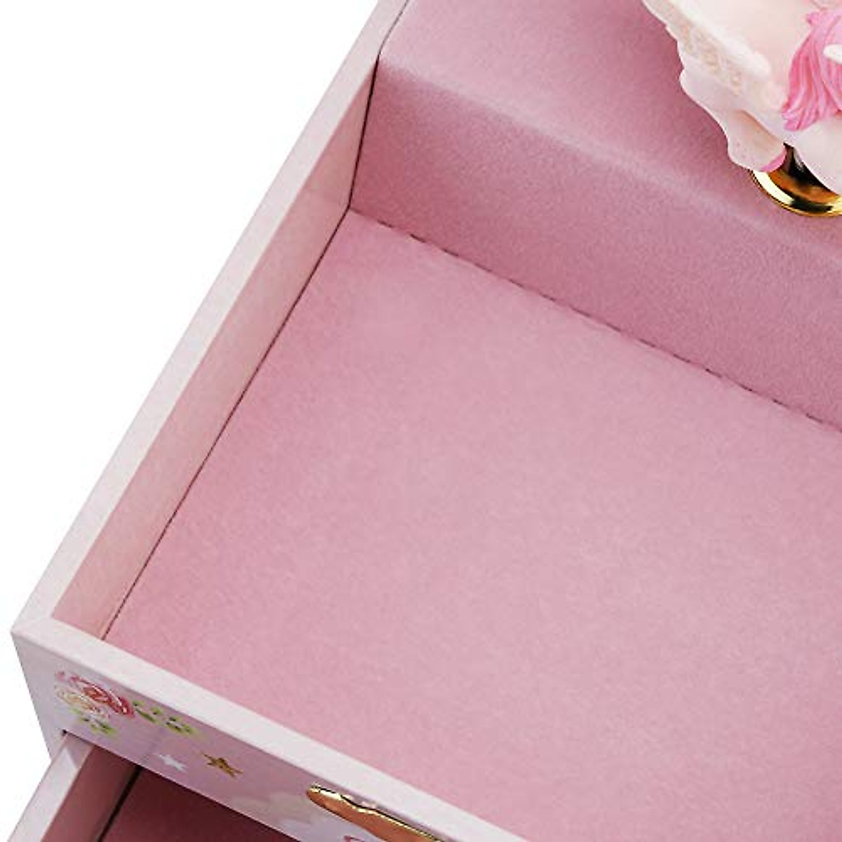 RR ROUND RICH DESIGN Kids Musical Jewelry Box for Girls with Drawer and Jewelry Set with Mysterious Unicorn - Over the Waves Tune Pink