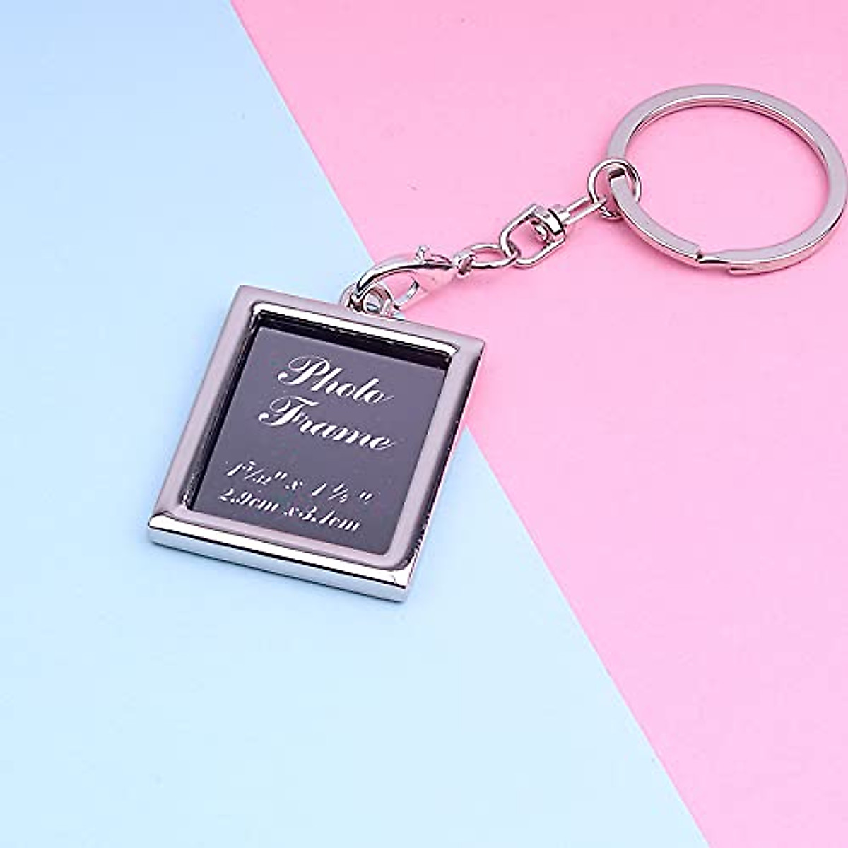 YALLNASL Memorial Photo Keychain Gifts Picture Frames Keyring Photo Frame Anniversary Christmas Gifts for Women Men In Memory of Loved One Gifts Silver Rectangle
