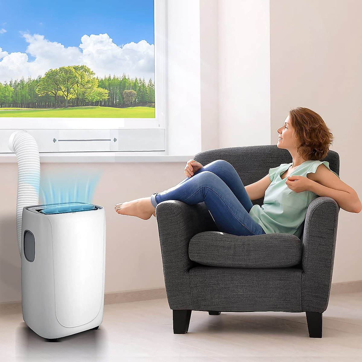 Universal Portable Air Conditioner Window Seal Kit with 5.1'' Coupler, Reinforced PVC Plate Lengh Adustable AC Window Vent Kit for Sliding Window, Fit for All AC with Exhaust Hose of 5.1 Inch Diameter