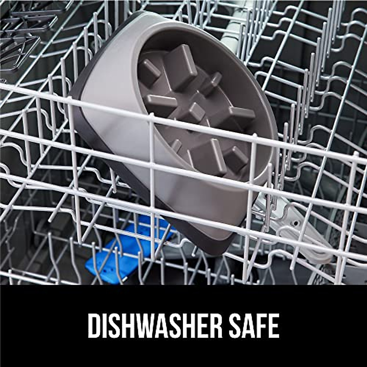 Gorilla Grip Slip Resistant Slow Feeder, 4 Cups, Cat and Dog Bowl, Slows Down Pets Eating, Prevent Overeating, Feed Small, Large Pets, Fun Puzzle Design, Dogs Cats Bowls for Dry and Wet Food, Gray