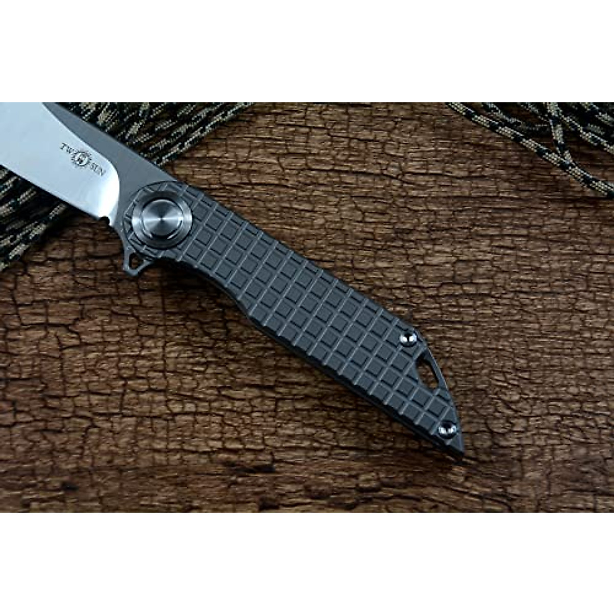 twosun TWOSUN Pocket Knife M390 Blade Flipper TC4 Titanium Handle TS308