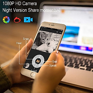 SKYMEE 8L WiFi Pet Feeder Automatic Food Dispenser for Cats & Dogs - 1080P Full HD Pet Camera Treat Dispenser with Night Vision and 2-Way Audio, Wi-Fi Enabled App for iPhone and Android