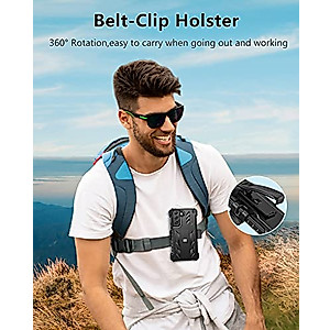 FNTCASE for Samsung Galaxy S22 Protective Case: Military Grade Protection Rugged Anti-Drop Case with Belt-Clip Holster & Kickstand - Full Shockproof Sturdy Durable Bumper Textured Cell Phone Cover