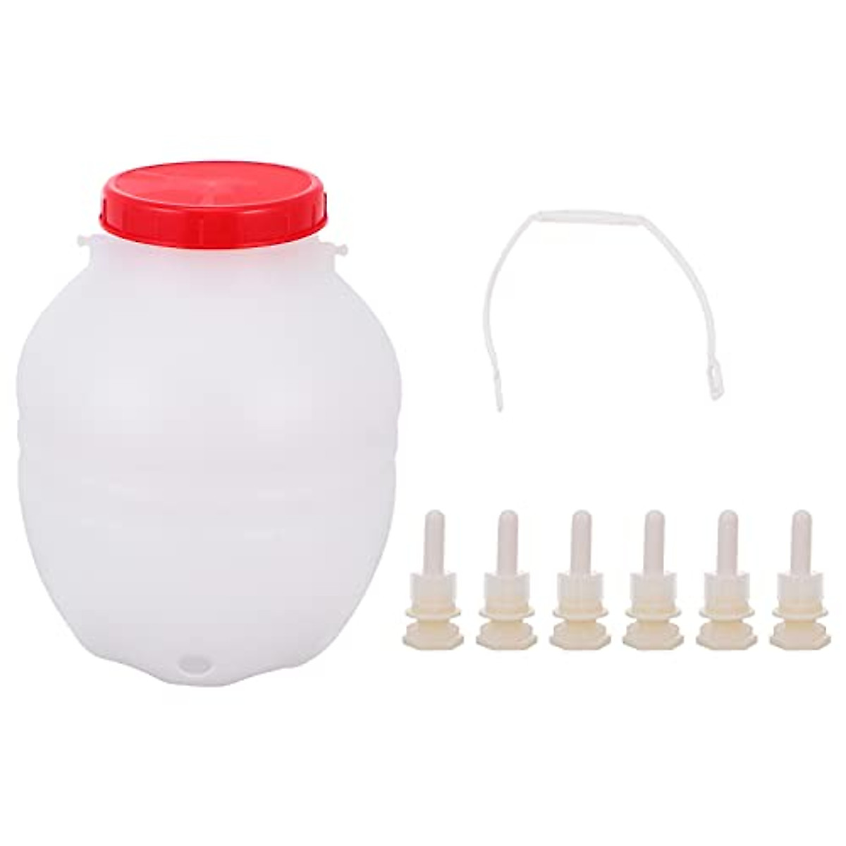 Tofficu Milk Feed Bucket Lamb Feeding Milk Bucket with Nipples Goat Sheep Calf Feeding Bucket 8L Animal Feeding Pot for Farm Lambs Piglets Dog Lamb Milk Bucket