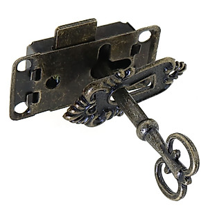 MEETOOT 2 Sets Antique Cabinet Lock Flush Mount Case Box Lock Furniture Decorative Lock with Keys and Mounting Screws