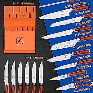 Knife Set, imarku 16-Pieces Kitchen Knife Set, Premium Japanese High Carbon Stainless Steel Knife Sets for Kitchen with Removable Block, Ergonomic Pakkawood Handles