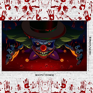 Halloween Clown Decorations Scary Carnival Backdrop Halloween Clown Banner Creepy Clown Background Photography for Horror Circus Carnival Halloween Party Decor Supplies Scary Evil Vampire (Scary)