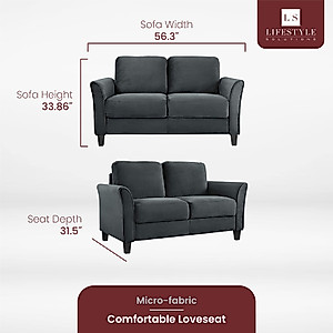 Lifestyle Solutions Austin Loveseat, Light Slate Grey