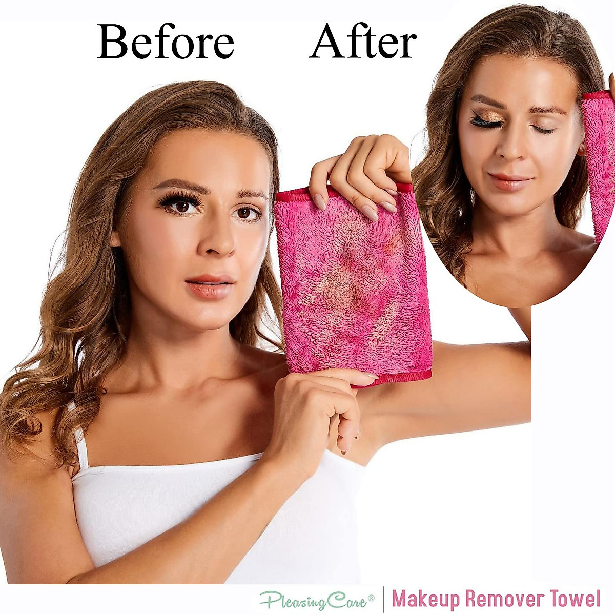 Makeup Remover Cloth Cleansing Towel - Chemical Free - Move Makeup Instantly with Just Water (3 Burgundy)