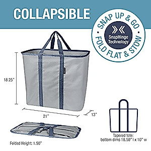 CleverMade Collapsible Fabric Laundry Baskets - Foldable Pop Up Storage Container Organizer Bags - Pack of 2, Denim & Collapsible Laundry Basket, Large Foldable Clothes Hamper Bag, 2 Pack