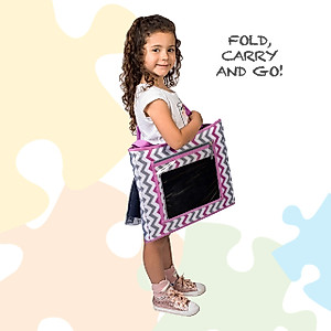 Kids Travel Tray, Car Seat Tray for Kids Travel with Dry Erase Board for Your Child's Rides and Flights, Travel Tray for Kids Car Seat, Kids Road Trip Essentials (Pink)