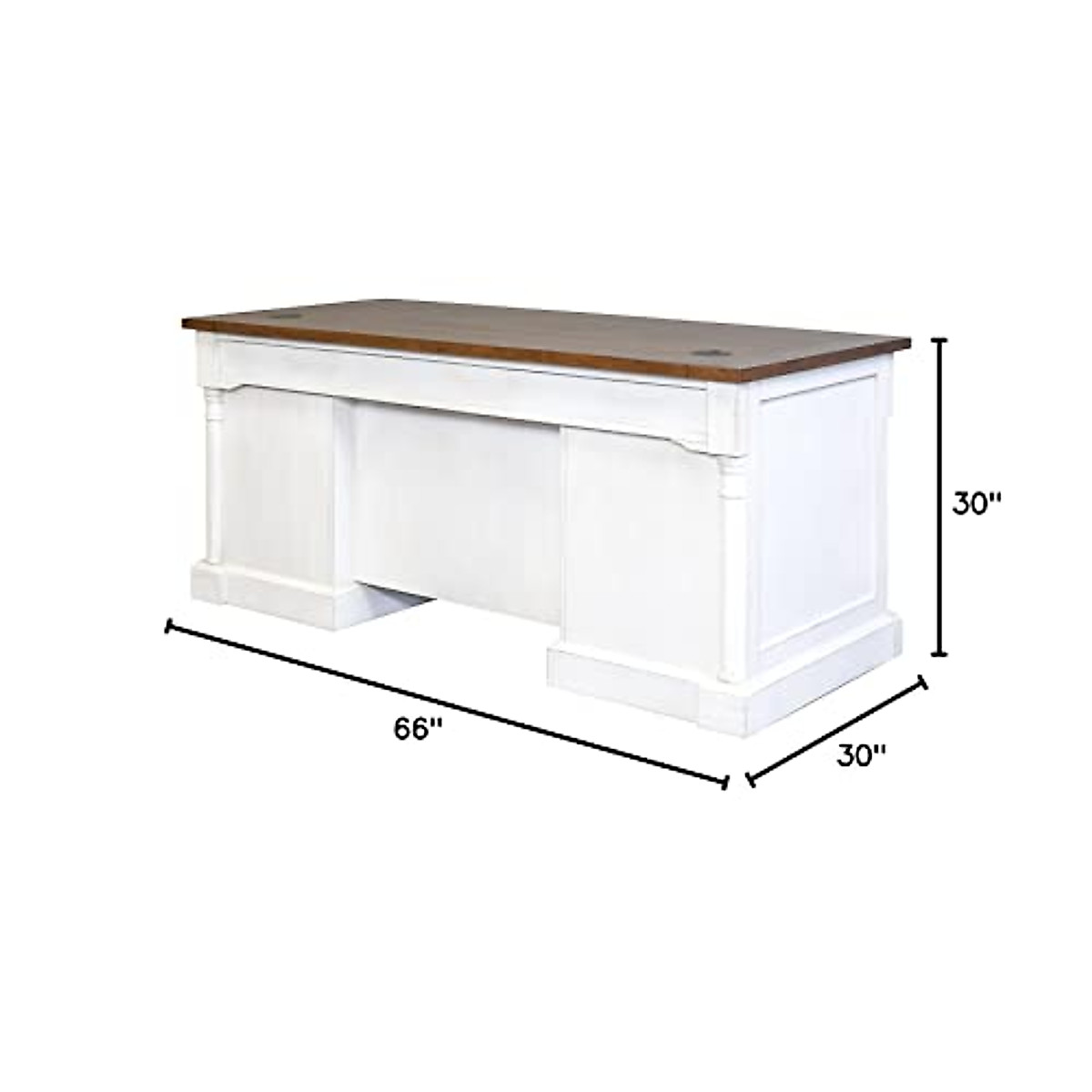 Martin Furniture Durham Double Pedestal Executive Desk, White