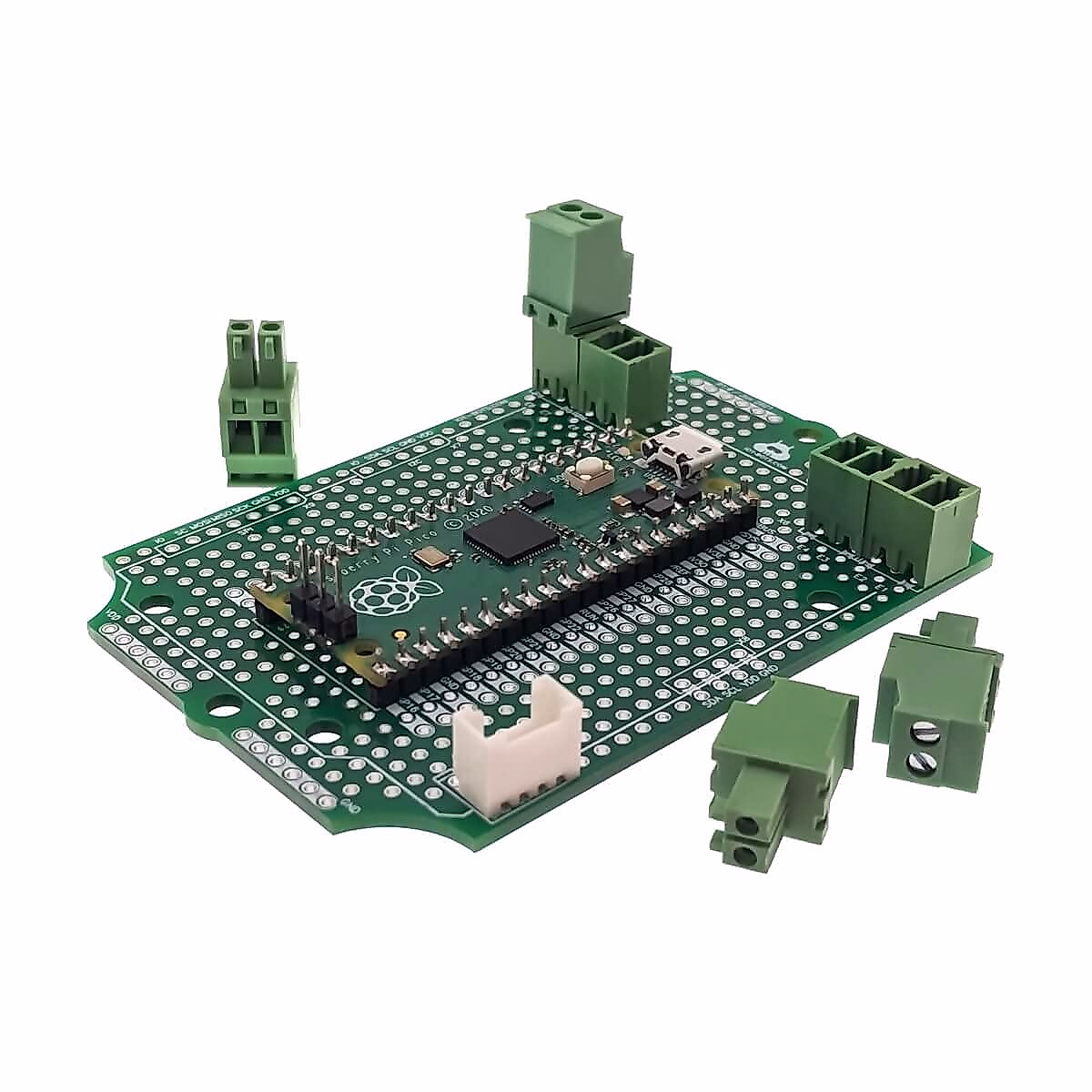 qBox Pi Pico DIY IOT Enclosure Kit, IOT Enclosure for Pi Pico Dev. Board, Waterproof IP65 Enclosure with Glands, Pi Pico prototyping PCB and connectors Set