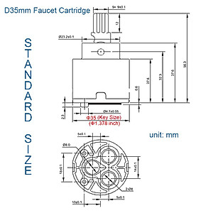 XUCHUAN Diameter 35mm Ceramic Faucet Cartridge Replacement for Single Handle Kitchen Basin Shower Faucet Part, Ceramic Faucet Valve