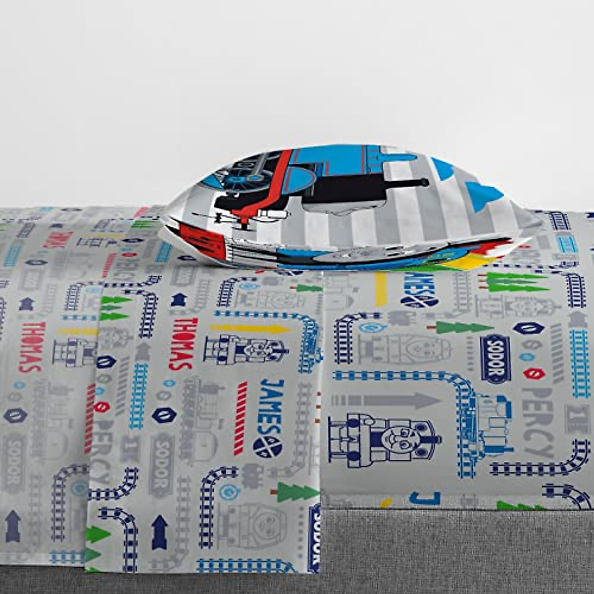 Jay Franco Thomas & Friends Rail Run 4 Piece Toddler Bed Set - Includes Comforter & Sheet Set Bedding - Super Soft Fade Resistant Microfiber (Official Mattel Product)