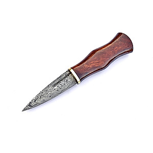 GLORIUS CRAFT Handmade Damascus Hunting Knife with Leather Sheath - Ideal for Skinning, Camping, Outdoor -Fixed Blade Bushcraft Knife with Walnut Wood Handle - Predator Hunter,