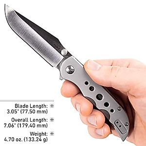 CRKT Oxcart EDC Folding Pocket Knife: Assisted Open Everyday Carry, Plain Edge, Frame Lock, Stainless Steel Handle 6135