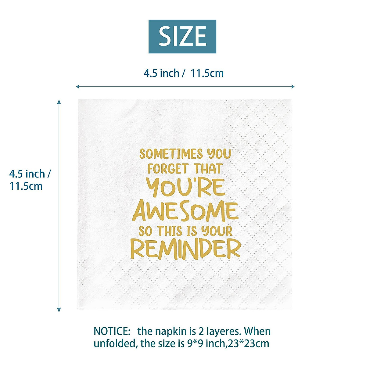 Joyiou Thank You Gifts Napkins, Inspirational Gifts for Women, Men, Coworker, Birthday Party Gift Supplies for Women, Best Friend, Daughter, Mom, Sometimes You Forget You are Awesome, 4.5x4.5In, 50Pcs