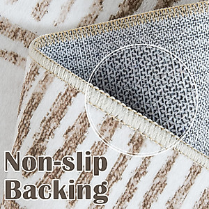 jinchan Moroccan Area Rug 5x7 - Washable Rug Low Pile Bedroom Rug Ultra-Thin Faux Wool Non-Slip Modern Soft Accent Rug Indoor Carpet for Living Room Kitchen Dining Room Farmhouse Office Taupe