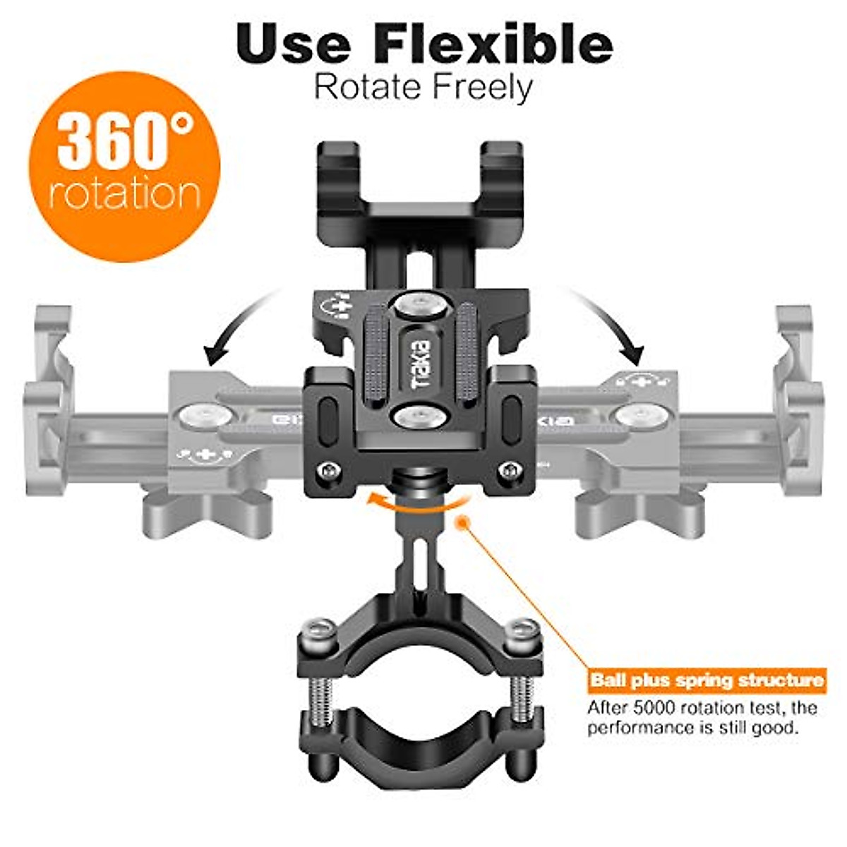 Tiakia Bike Phone Mount - Universal Motorcycle Mount Anti Shake & Anti-Theft, Face & Touch ID Bicycle Phone Holder 360° Rotation for 4.5-7 inches Smartphone