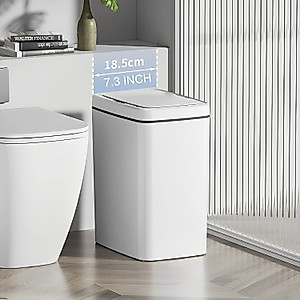 Sooyee Bathroom Trash Can with Lid Automatic Garbage Can,3.7 Gallon Smart Trash Can,14 L Plastic Trash Bin,Touchless Trash Can for Kitchen,Office,Bedroom,Bathroom,Living Room,White