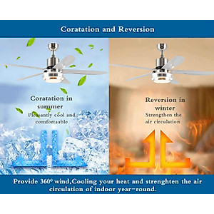 Tropwellhouse 56Inch Led Ceiling Fan with Light 3 Speed Remote Control 5 ABS Blades Modern Decoration Home/Living Room/Bedroom