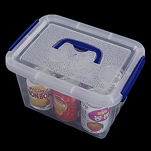 Pekky Plastic Small Handle Storage Box, 6 Quart Clear Plastic Bins, 6 Pack