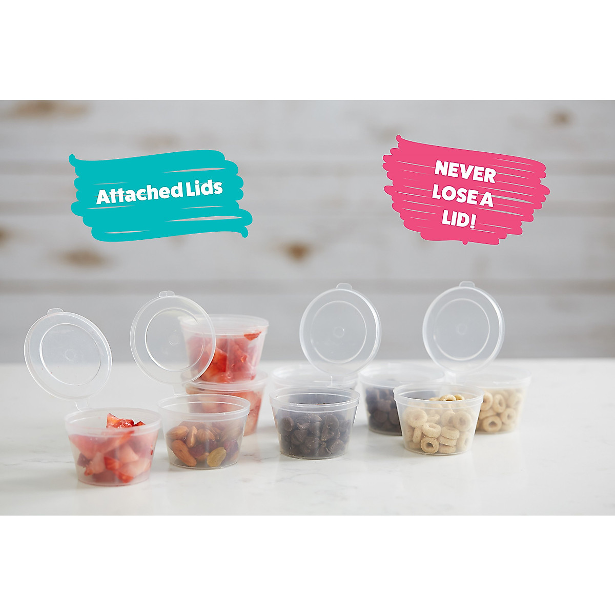 110 Pack Leak Proof Condiment Freezer Storage Containers with Hinged Lids (3 Ounces) | Slime Storage| Travel Snack Cups | Store Homemade, Organic Purees | Freezer and Dishwasher Safe