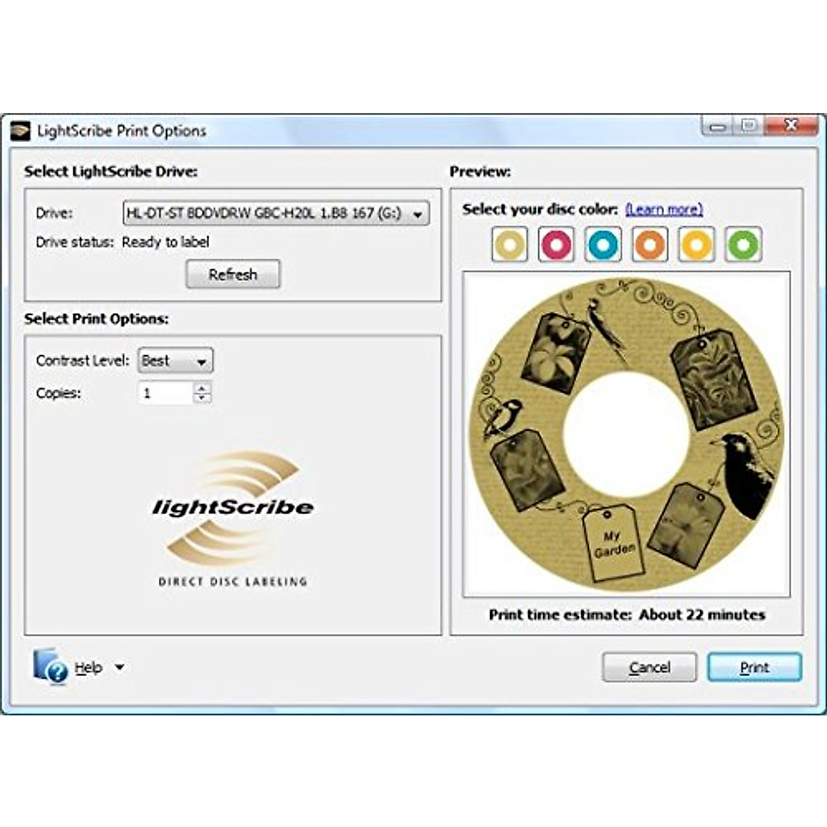 LightScribe, CD-R, 80MIN, 700MB, 52X, Gold Surface, 30/Pack, Spindle, Sold as 1 Package