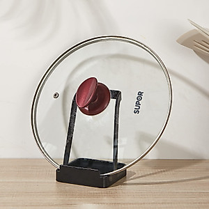 Haosuny Pan Lid Holder - Lid Storage Manager, Kitchen Counter Top Organizer, Kitchen Appliances,Tablet Computer Rack, Cooking Book Shelf (Black)