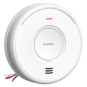 X-Sense AC Hardwired Combination Smoke and Carbon Monoxide Detector, Hardwired Interconnected Smoke and CO Detector Alarm with Replaceable Battery Backup, XP06, 1-Pack