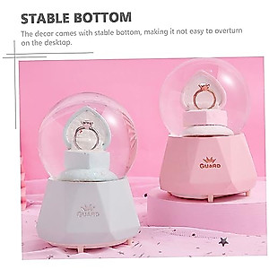 Garneck Romantic Crystal Ball Rings for Kids Snow Globes for Kids Table top Decor LED Rainbow Snow Lights Glitter Snow Globes Childrens Room Decor Crystal Ball Gift Musical Ring Ball Glass