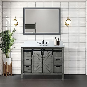 Bell+Modern Ketchum 48 inch Ash Grey Bath Vanity, Cultured Marble Countertop and 44 in Mirror