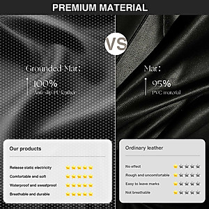 Grounding Mat for Bed, Grounding Pad for Sleep, Anti-Slip PU Leather Grounding Mattress with Grounding Cord, 27''×76‘’, King