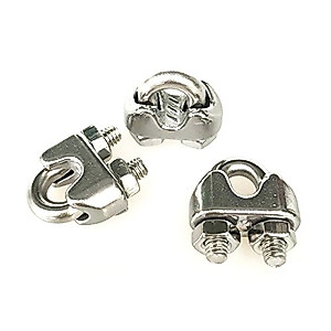 HEVERP 20PCS 1/8 Inches M3 Stainless Steel Wire Rope Cable Clip Clamp
