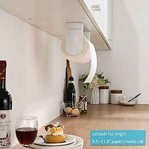 simpletome ONE Hand Tear Paper Towel Holder Under Cabinet Adhesive or Drilling Installation Aluminum Alloy + ABS (White)