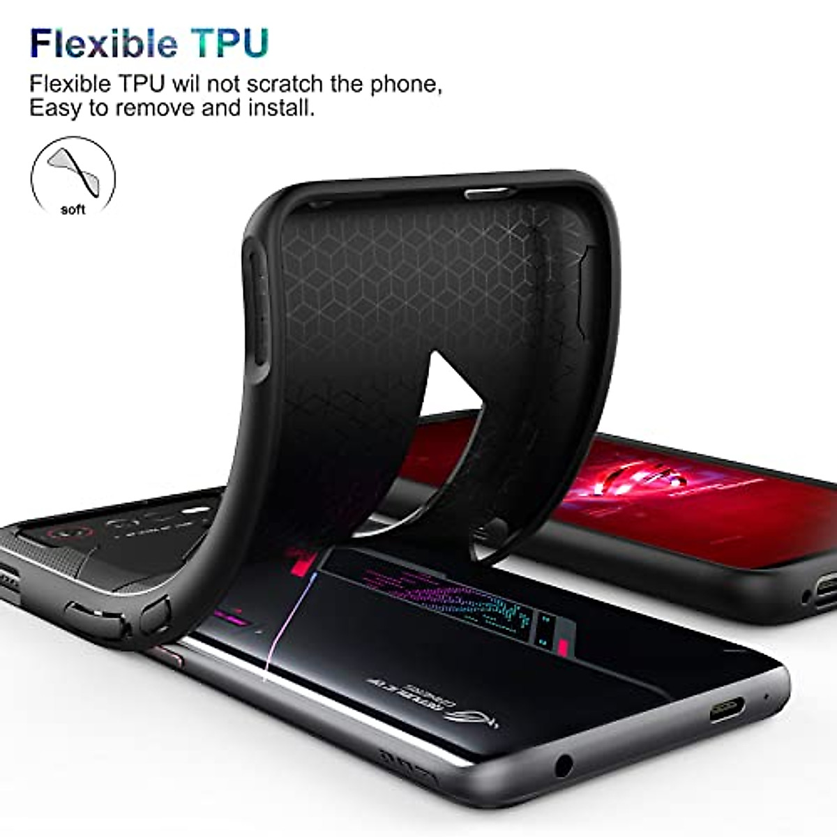 redluckstar Gaming Phone Case for ASUS ROG Phone 6, Soft TPU Heat Dissipation Ultra Slim Thin Shockproof Cover, Anti-Fingerprint Comfortable Protective Case for ROG 6 5G 2022 (Black)