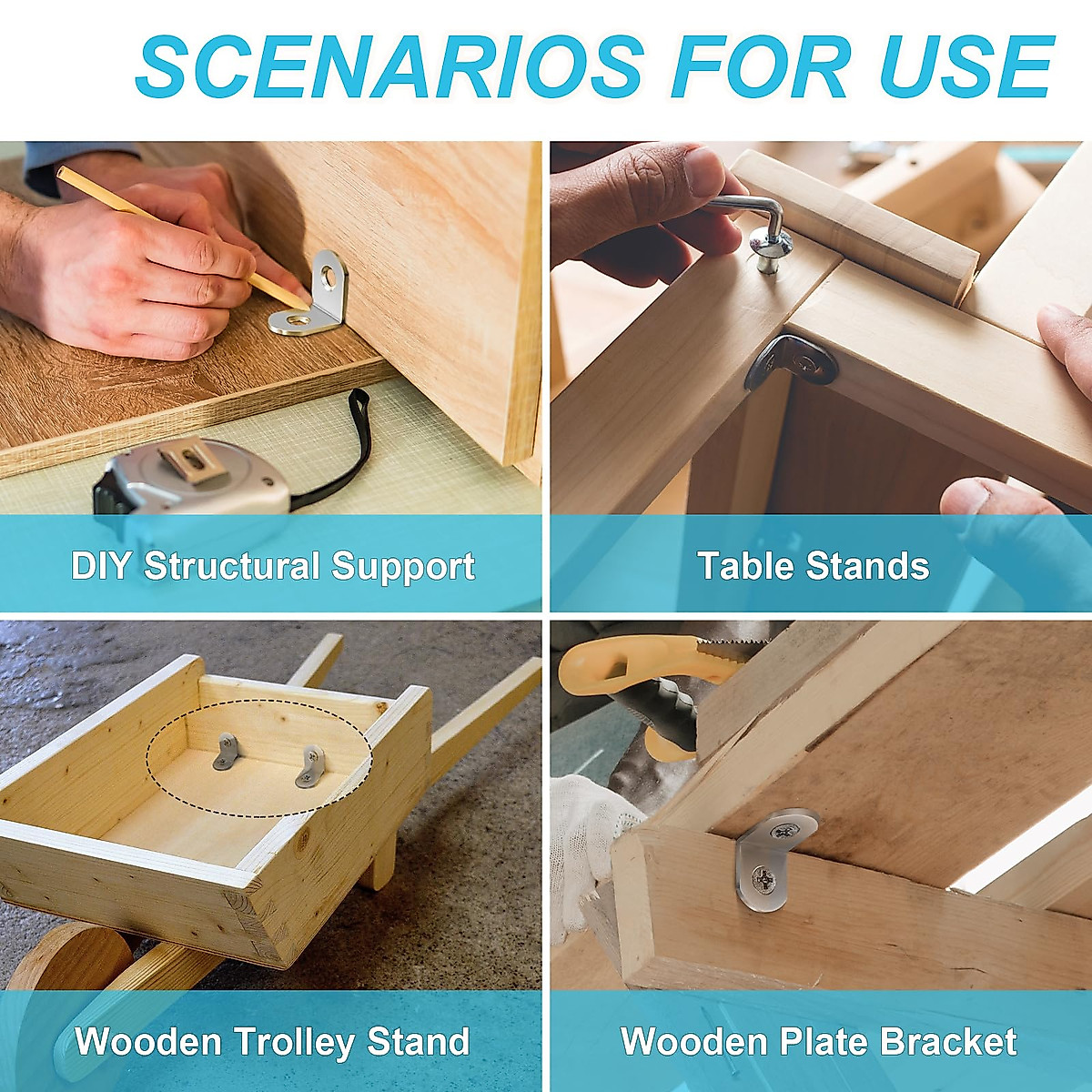 50 Pcs L Bracket Corner Brace MONKIPAER Metal Corner bracket 90 Degree Angle Stainless Steel Bracket with 100 Pcs Screws for securing wooden frames tables chairs bed furniture and other DIY structural