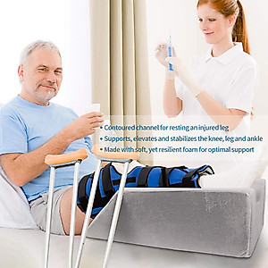 LightEase Memory Foam Leg Support and Elevation Pillow w/Dual Handles for Surgery, Injury, or Rest