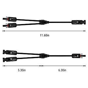 Newpowa Solar Branch Connector 2 to 1 Y Cable Adaptor Connector Kit for Solar Panel Plug&Play (M/FF and F/MM)