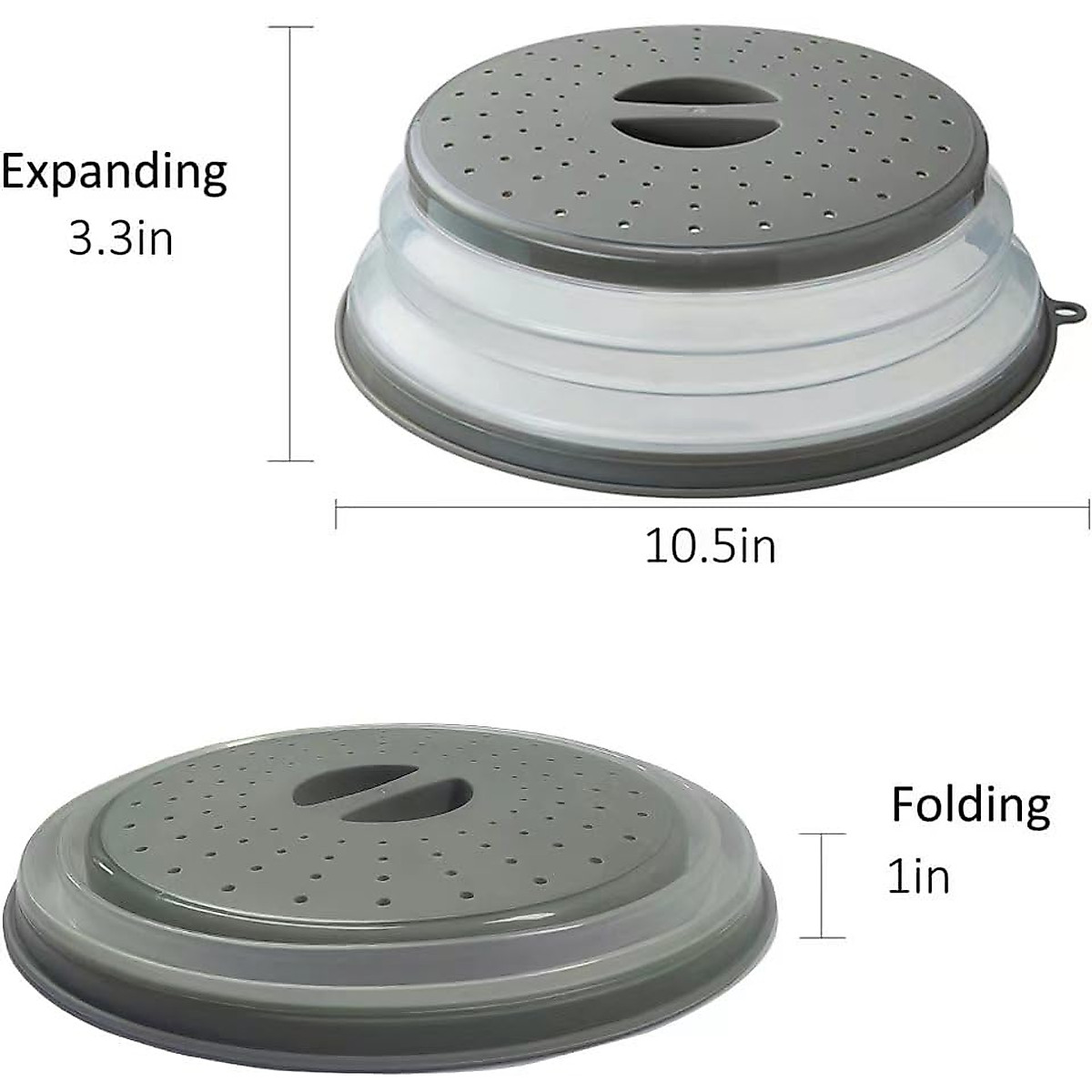 Tourvee Microwave Lid,Foldable Microwave oven Cover for Food, Safe and Free of BPA Plastic and Silicone, Multi-purpose Kitchen Tool splash cover. Can be washed with Water or Dishwasher. (Gray)
