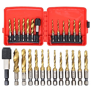 BENLIUDH Drill and Tap Set Metric and Standard, 13pcs Drill Tap Set with Quick Change Adapter for Thread,Countersink