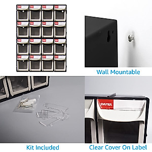 SHUTER Small Parts Tool Organizer, Tilt Out Stackable Craft Sewing Cabinet, Garage Storage, Dental Tip Out Bin Design, 8 Compartment, Warehouse Kits Included, Black, FO-308