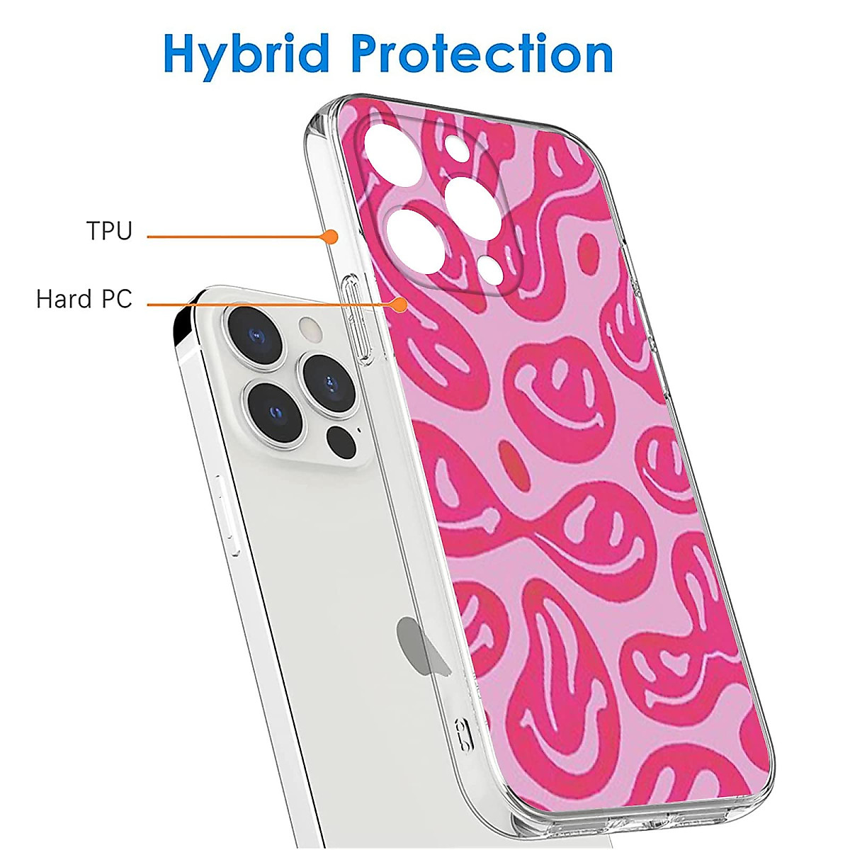 VICLASBISKIY Phone Case Hot Melted Face Psychedelic Pattern Compatible with iPhone 13 Mini Case Accessories Shock Scratch 3D Waterproof Transparent