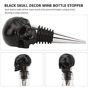 Black Skull Wine Bottle Stopper - Stainless Steel Resin Silicone Cool Stopper Wine Champagne Lovers for Gifts, Bar, Holiday Party, Wedding, New Housewarming, Halloween, Christmas
