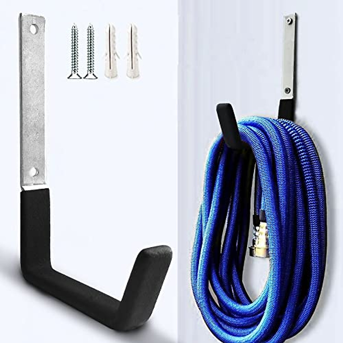 GeeWatom Heavy Duty Steel Utility Hooks, 4 Pack, Wall Mount, 50lbs Weight Capacity, Rust Resistant, Adjustable Easy Install, for Garage, Shed, Workshop Storage and Organization